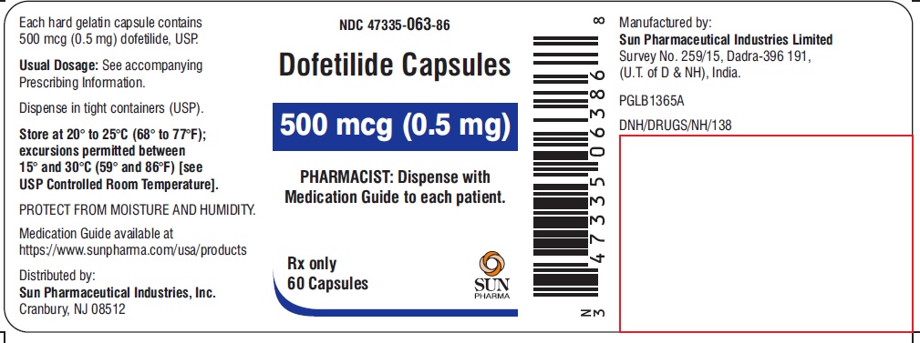 NDC 47335-0063-86 DOFETILIDE 0.5 mg/1 Details | HelloPharmacist