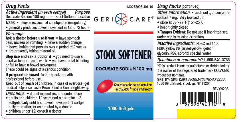 NDC 57896-0401-20 Stool Softener 100 mg/1 Details | HelloPharmacist