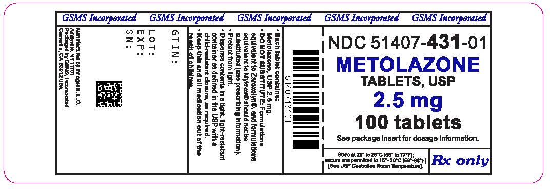 NDC 51407-0432-01 Metolazone 5 mg/1 Details | HelloPharmacist