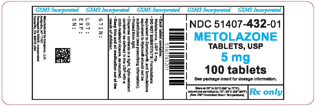 NDC 51407-0432-01 Metolazone 5 mg/1 Details | HelloPharmacist
