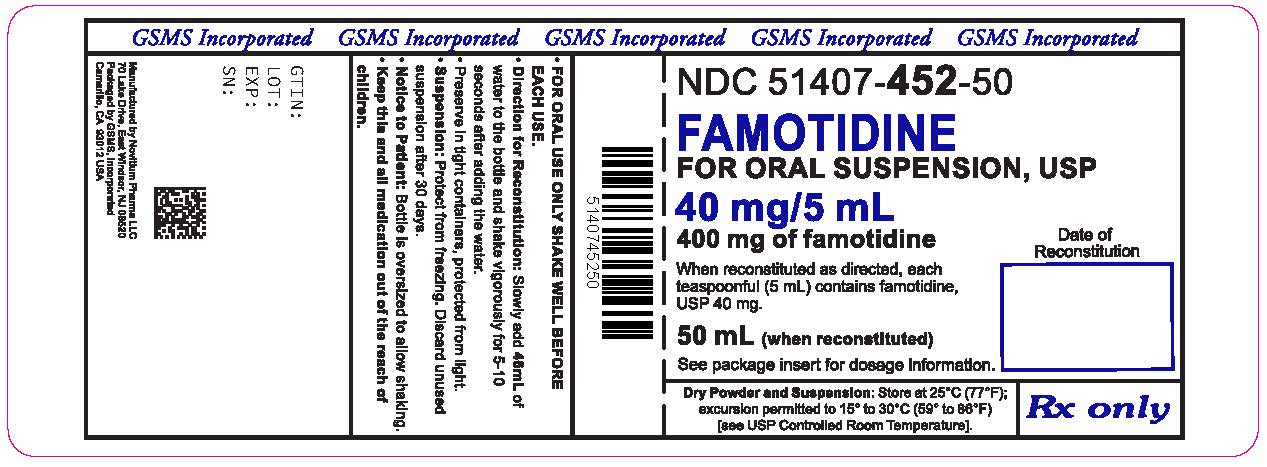 NDC 51407-0452-50 Famotidine 40 mg/5mL Details | HelloPharmacist
