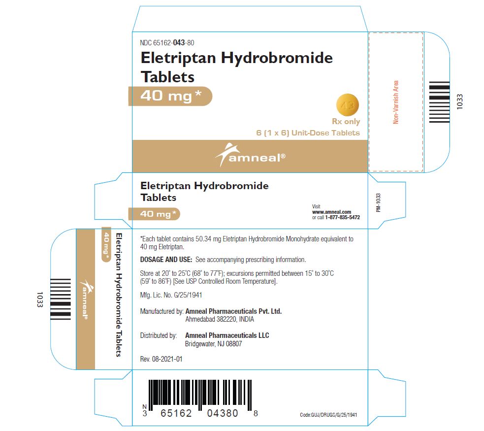 NDC 65162-0042-80 Eletriptan Hydrobromide 20 mg/1 Details | HelloPharmacist