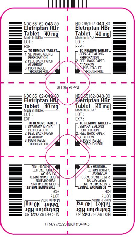 NDC 65162-0042-80 Eletriptan Hydrobromide 20 mg/1 Details | HelloPharmacist