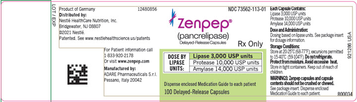 NDC 73562-0113-01 Zenpep 14000; 3000; 10000 [USP'U]/1; [USP'U]/1; [USP ...