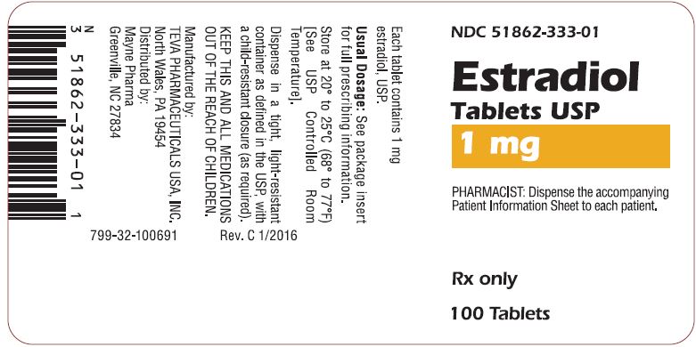NDC 51862-0333 Estradiol 1 mg/1 Details | HelloPharmacist