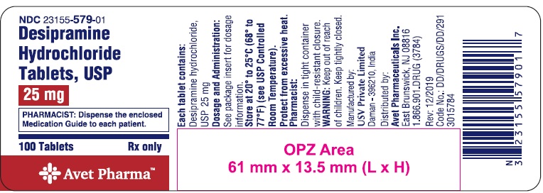NDC 23155-0579-01 DESIPRAMINE HYDROCHLORIDE 25 mg/1 Details ...