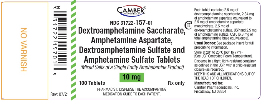 NDC 31722-0157-01 DEXTROAMPHETAMINE SACCHARATE, AMPHETAMINE ASPARTATE ...
