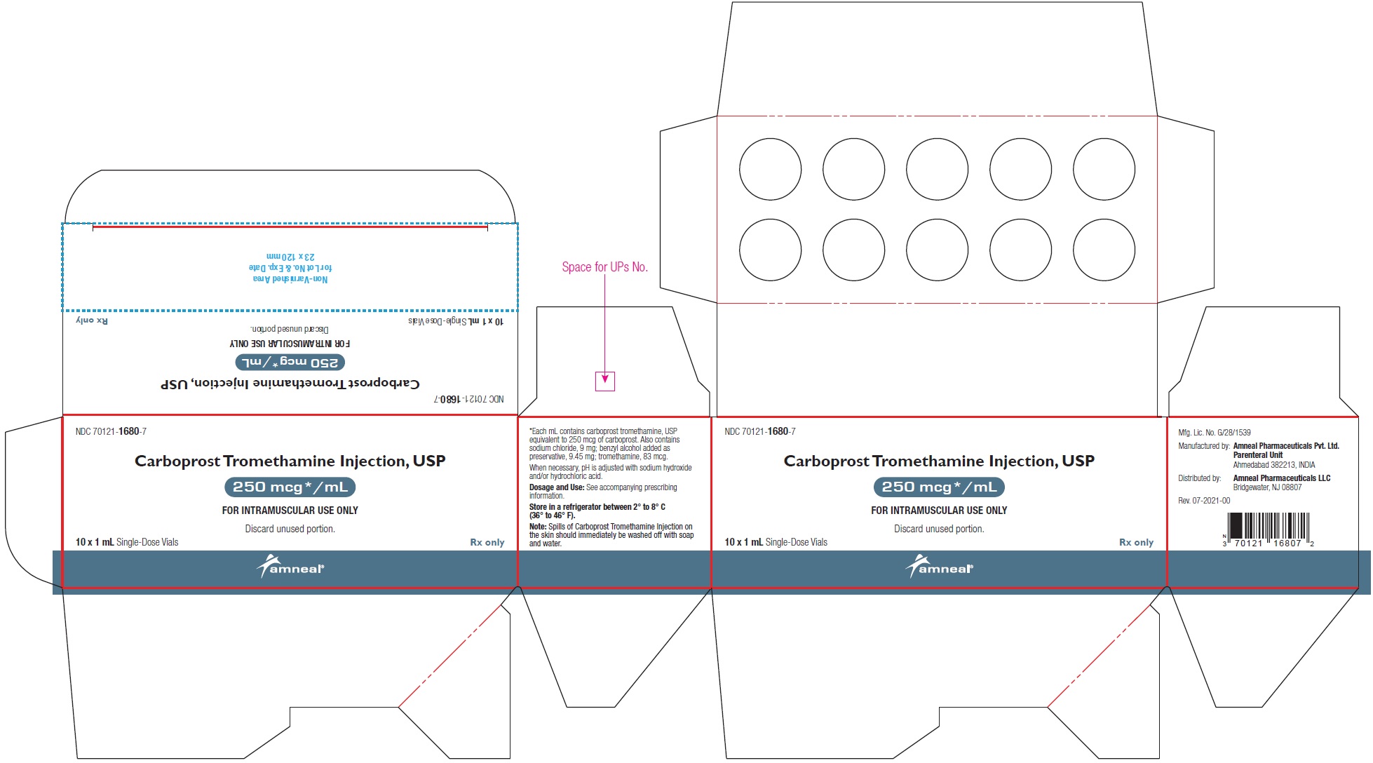 NDC 70121-1680-07 carboprost tromethamine 250 ug/mL Details | HelloPharmacist