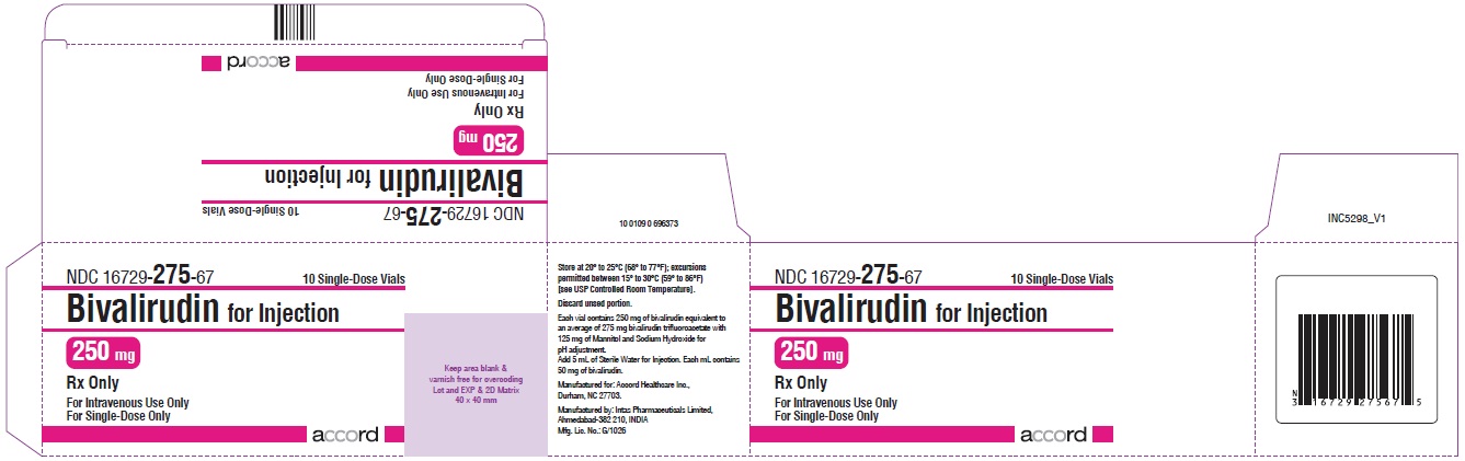 NDC 16729-0275-67 Bivalirudin 250 mg/5mL Details | HelloPharmacist