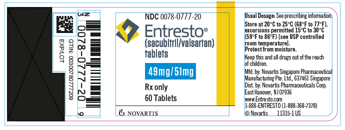 NDC 00078-0777-20 ENTRESTO 49; 51 mg/1; mg/1 Details | HelloPharmacist