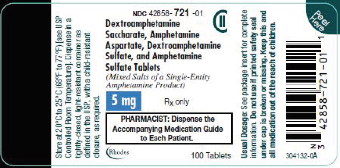 NDC 42858-0721-01 Dextroamphetamine Saccharate, Amphetamine Aspartate ...