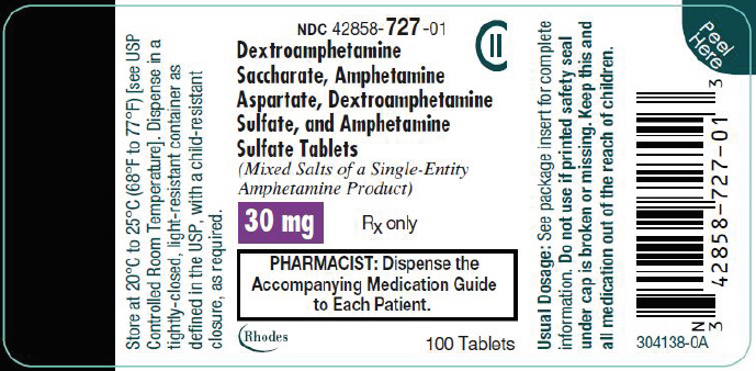NDC 42858-0726-01 Dextroamphetamine Saccharate, Amphetamine Aspartate ...