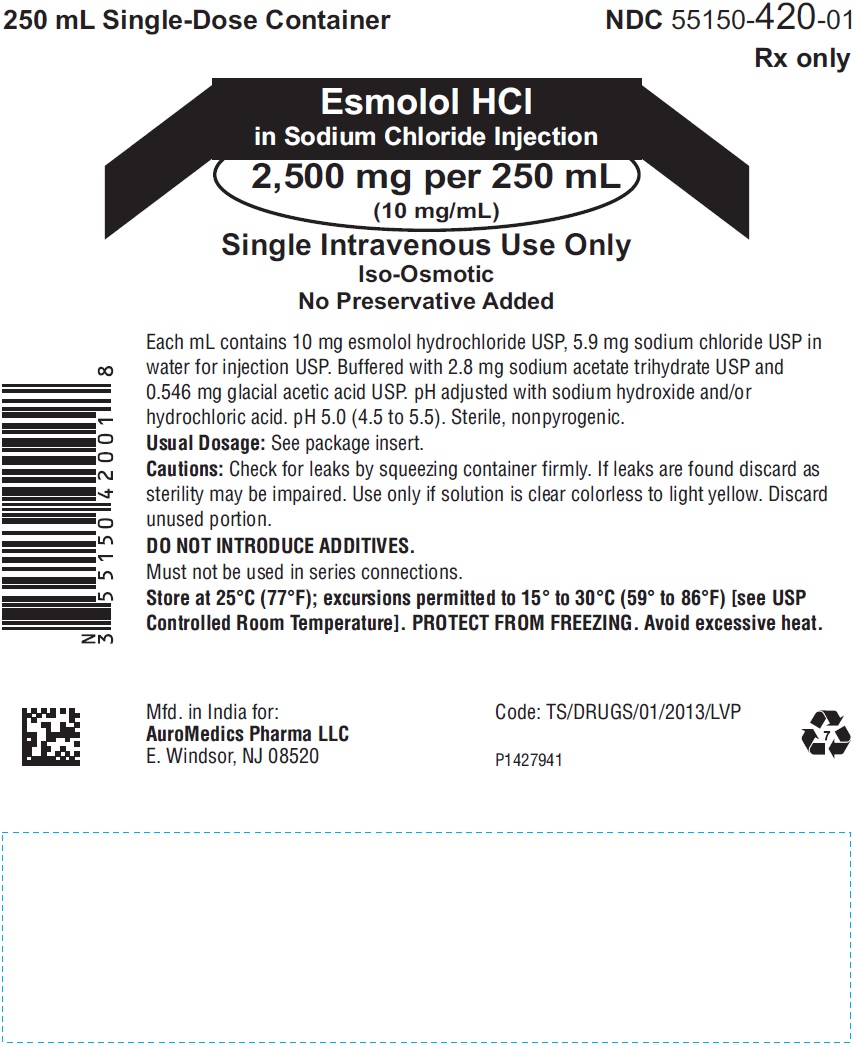 NDC 55150-0421-10 esmolol hydrochloride 20 mg/mL Details | HelloPharmacist