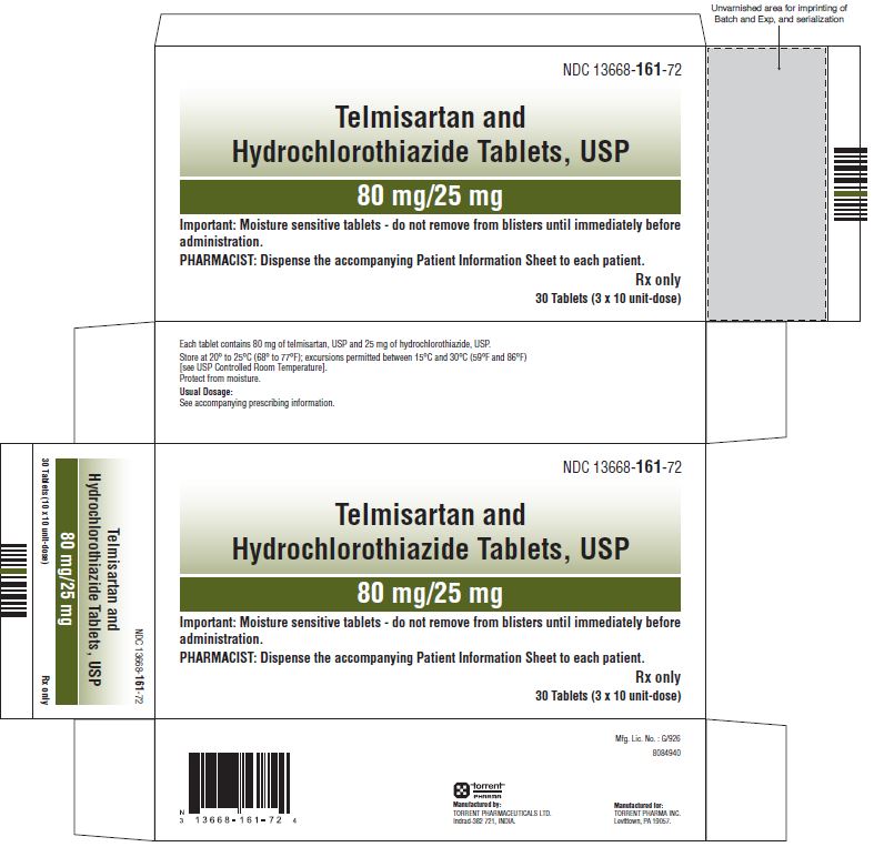 NDC 13668-0161-01 telmisartan and hydrochlorthiazide 25; 80 mg/1; mg/1 Details | HelloPharmacist