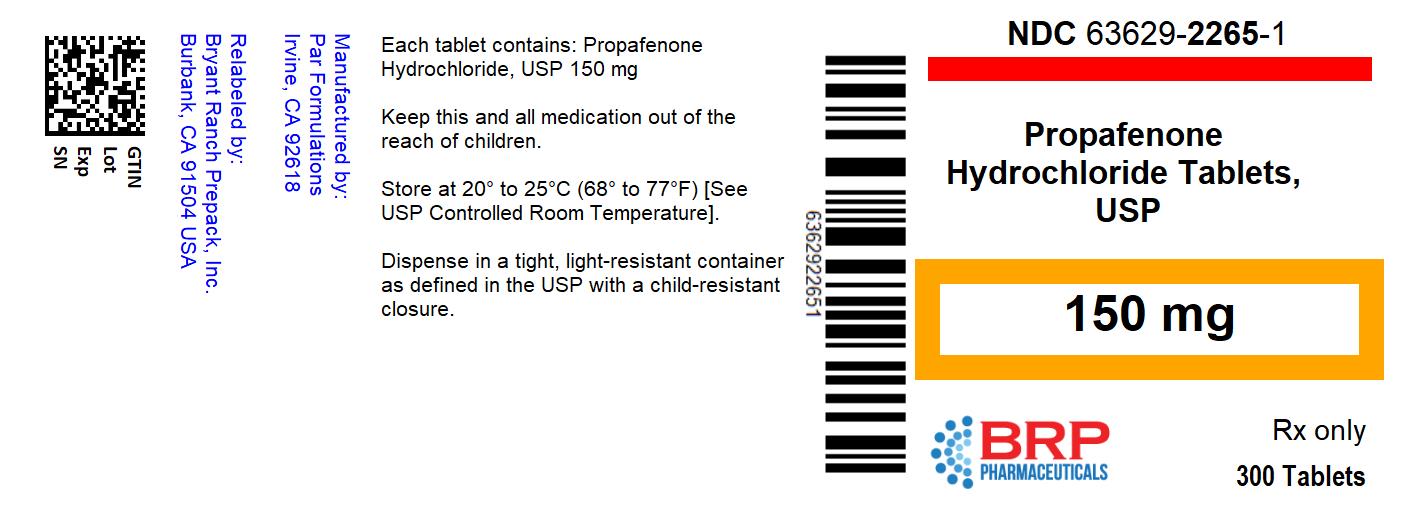 NDC 63629-2265-01 Propafenone Hydrochloride 150 mg/1 Details ...