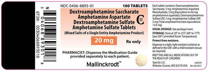 NDC 00406-8885-01 Dextroamphetamine Saccharate and Amphetamine ...