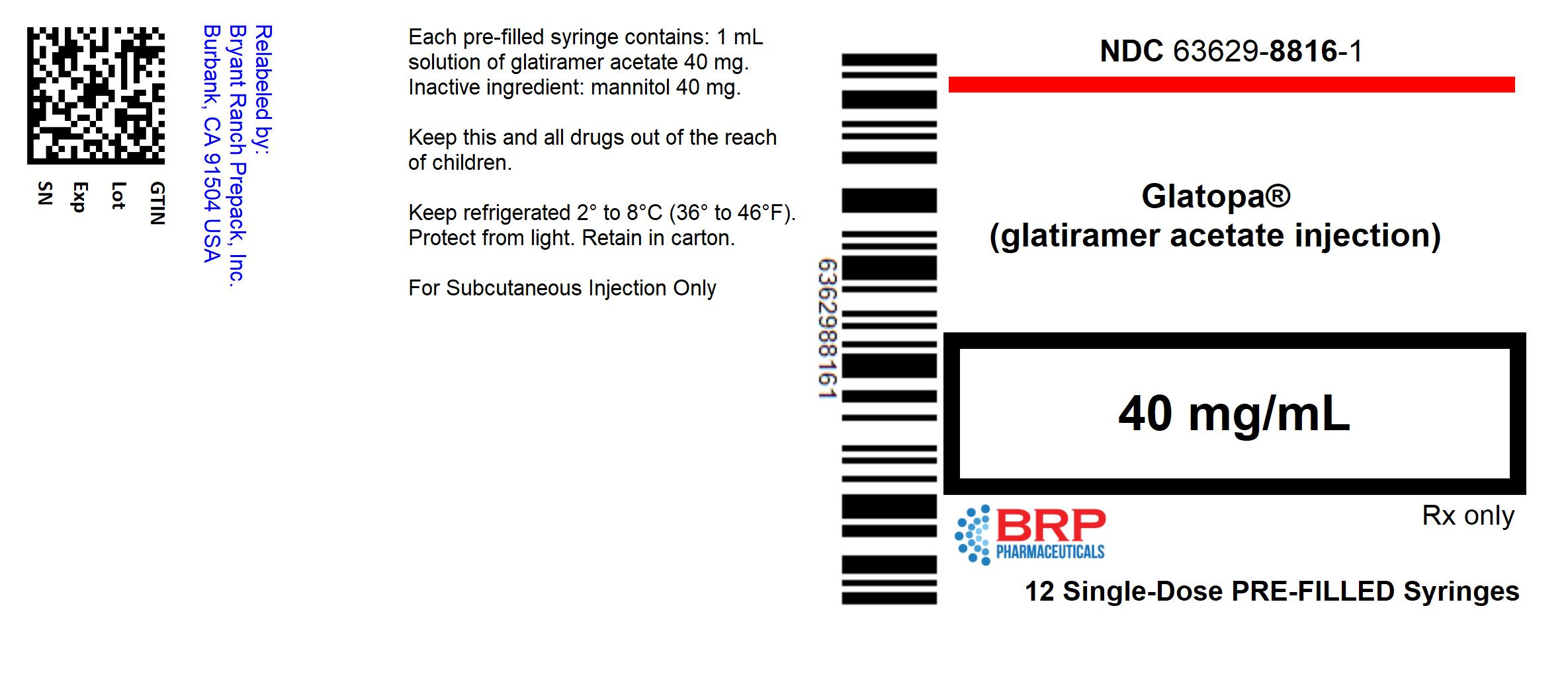 NDC 63629-8816-01 Glatopa 40 mg/mL Details | HelloPharmacist