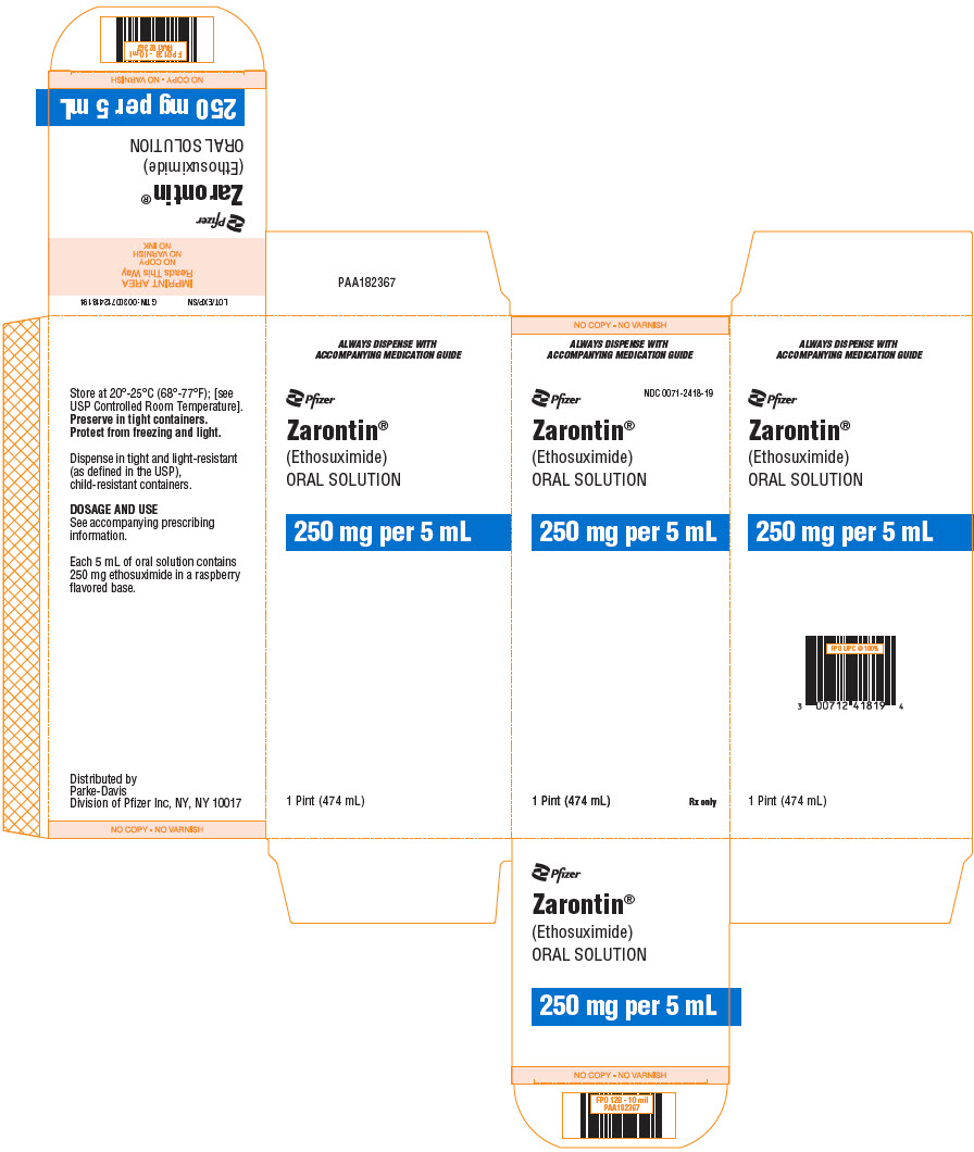NDC 00071-2418-19 Zarontin 250 mg/5mL Details | HelloPharmacist