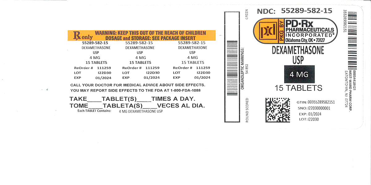 NDC 55289-0582-21 Dexamethasone 4 mg/1 Details | HelloPharmacist