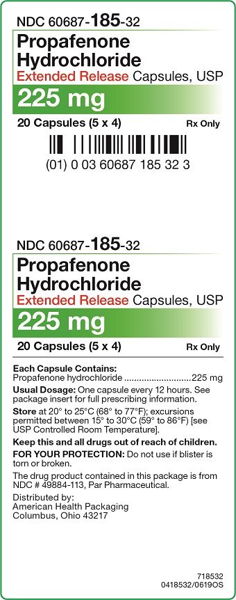 NDC 60687-0185-32 Propafenone Hydrochloride 225 mg/1 Details ...