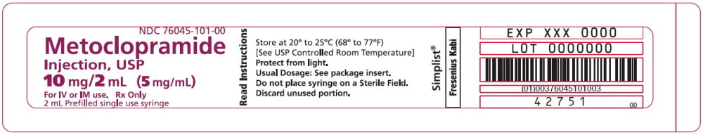 NDC 76045-0101-20 Metoclopramide 10 mg/2mL Details | HelloPharmacist
