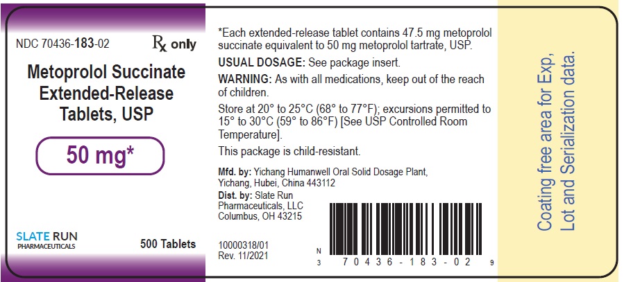 NDC 70436-0183-02 Metoprolol succinate 50 mg/1 Details | HelloPharmacist