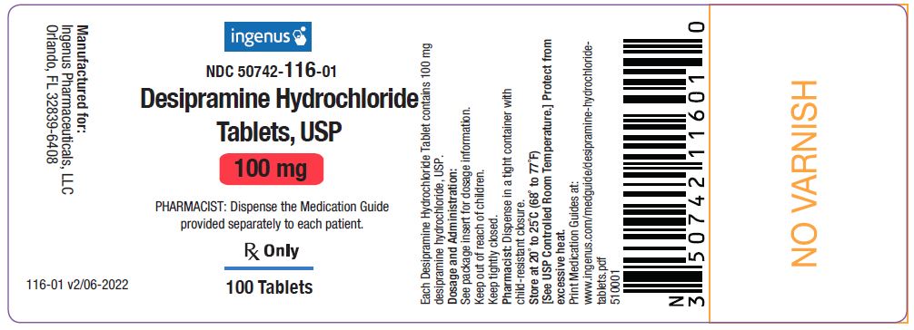 NDC 50742-0113-01 DESIPRAMINE HYDROCHLORIDE 25 mg/1 Details ...