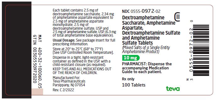 NDC 00555-0973-02 Dextroamphetamine Saccharate, Amphetamine Aspartate ...