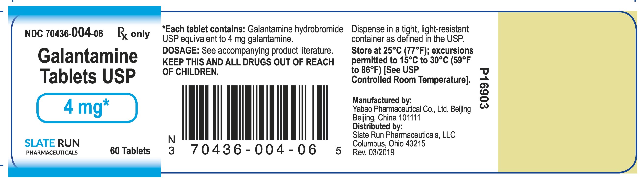 NDC 70436-0004-06 Galantamine 4 mg/1 Details | HelloPharmacist